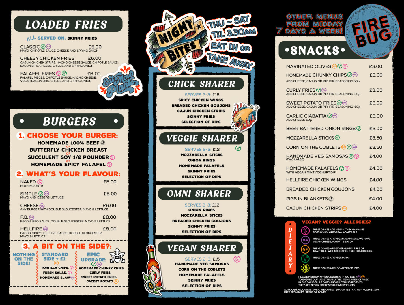 Food at Firebug Bar, Leicester | Firebug Bar